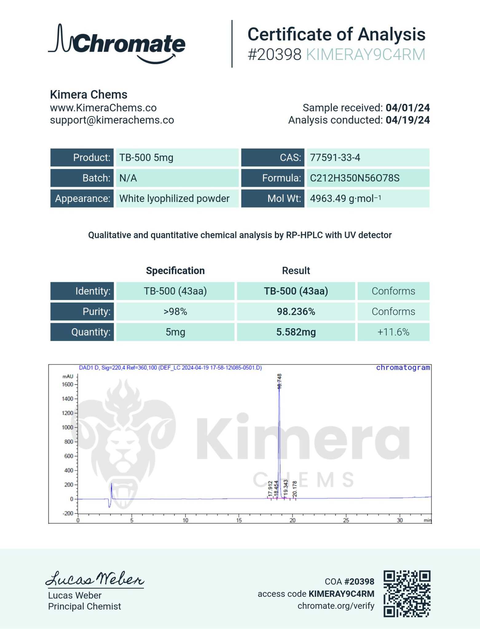 TB-500 5mg - Kimera Chems